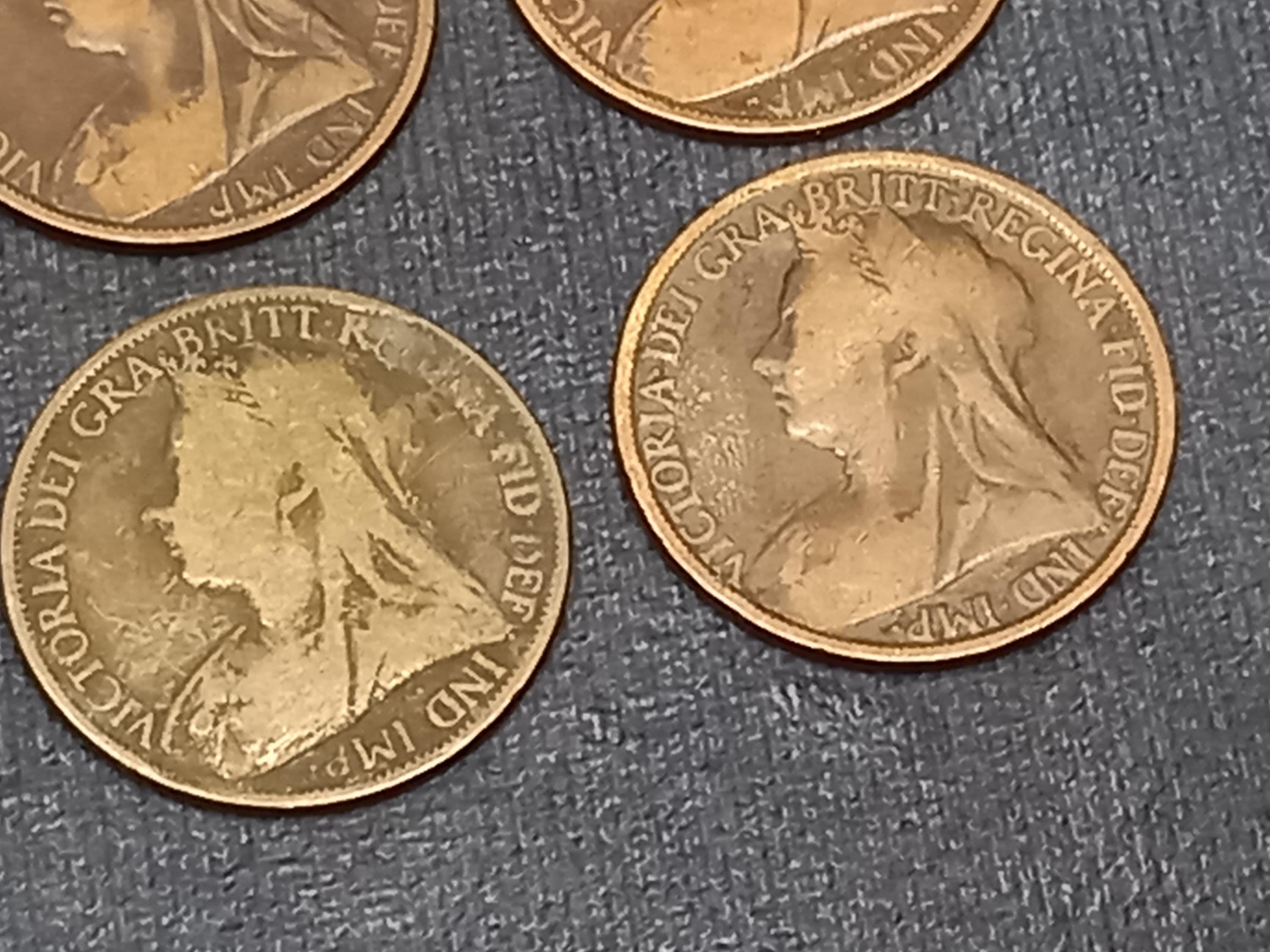 Queen Victoria One Penny Coins, Four Antique Coins, Copper 1 Penny ...
