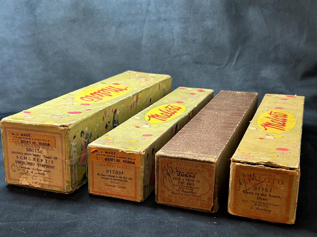 Four Antique Pianola Sheet Music Rolls Boxed, Meloto and Aeolan - Etsy