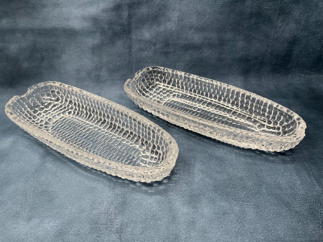 Pair of Glass Corn on the Cob Dishes, Glass Dishes - Etsy