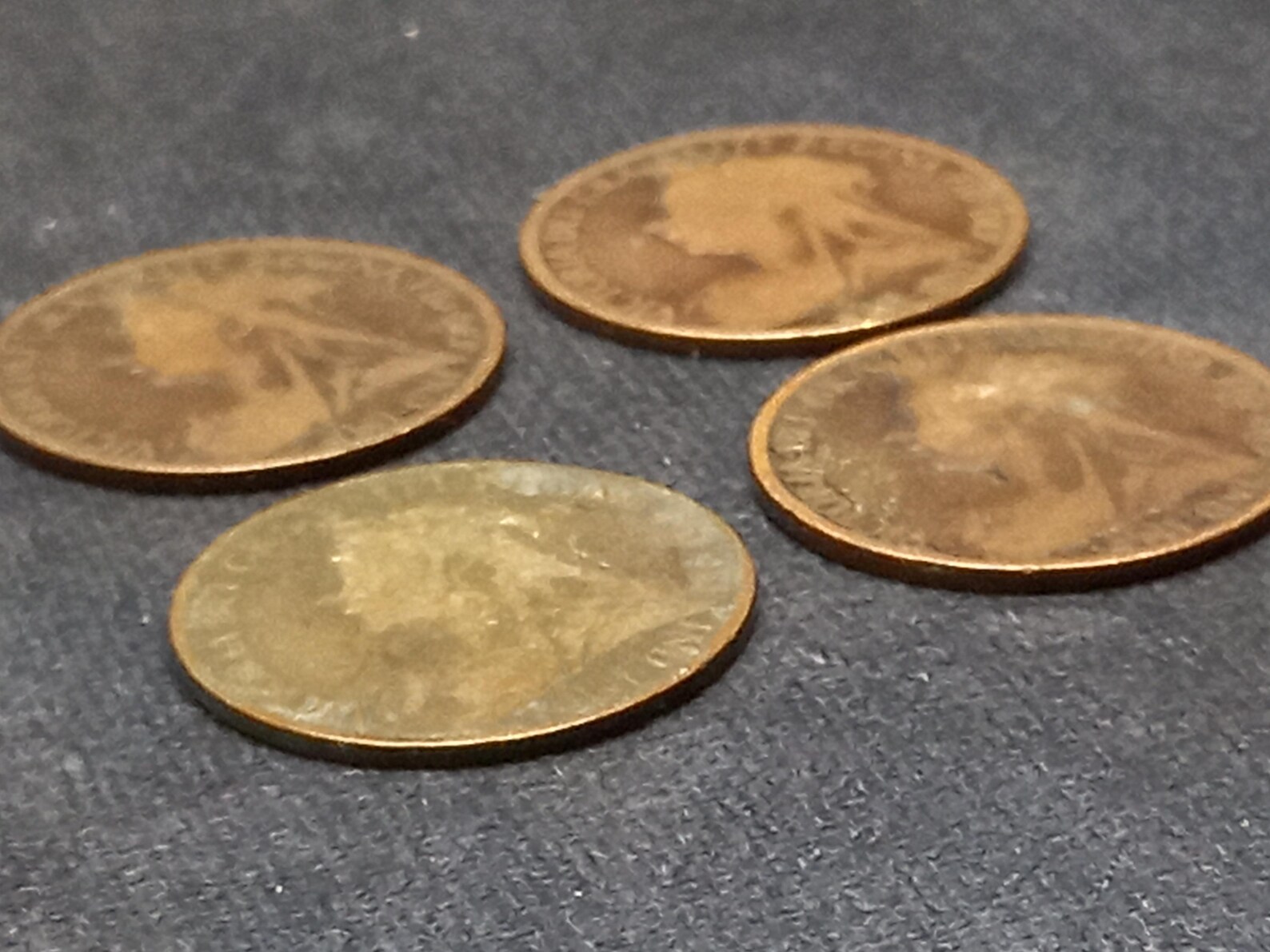 Queen Victoria One Penny Coins, Four Antique Coins, Copper 1 Penny ...