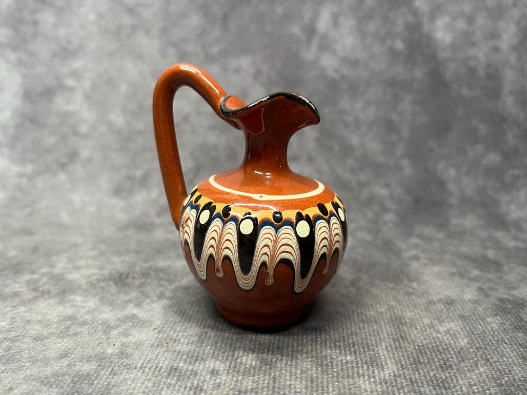 Miniature Vase / Jug, Troyan Pottery From Bulgaria, Vintage Hand ...
