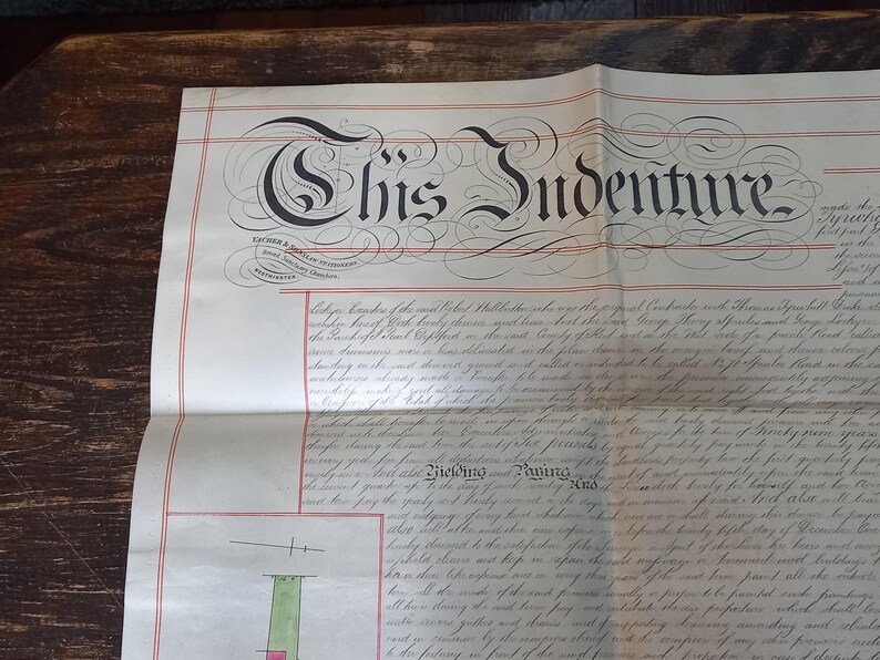 Queen Victoria Indenture, Antique Beautifully Written Contract on ...