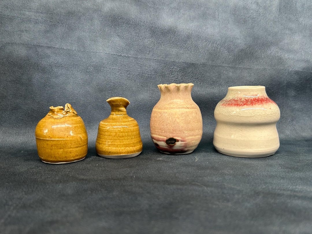 Four Miniature Pottery Made Pots / Vases, Vintage Studio Pottery by ...