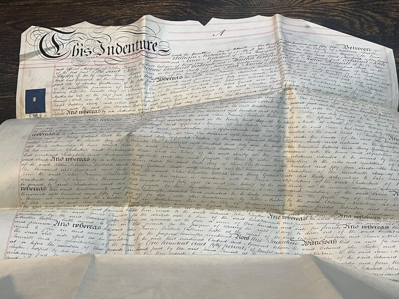 Queen Victoria Indenture, Antique Beautifully Written Contract on ...
