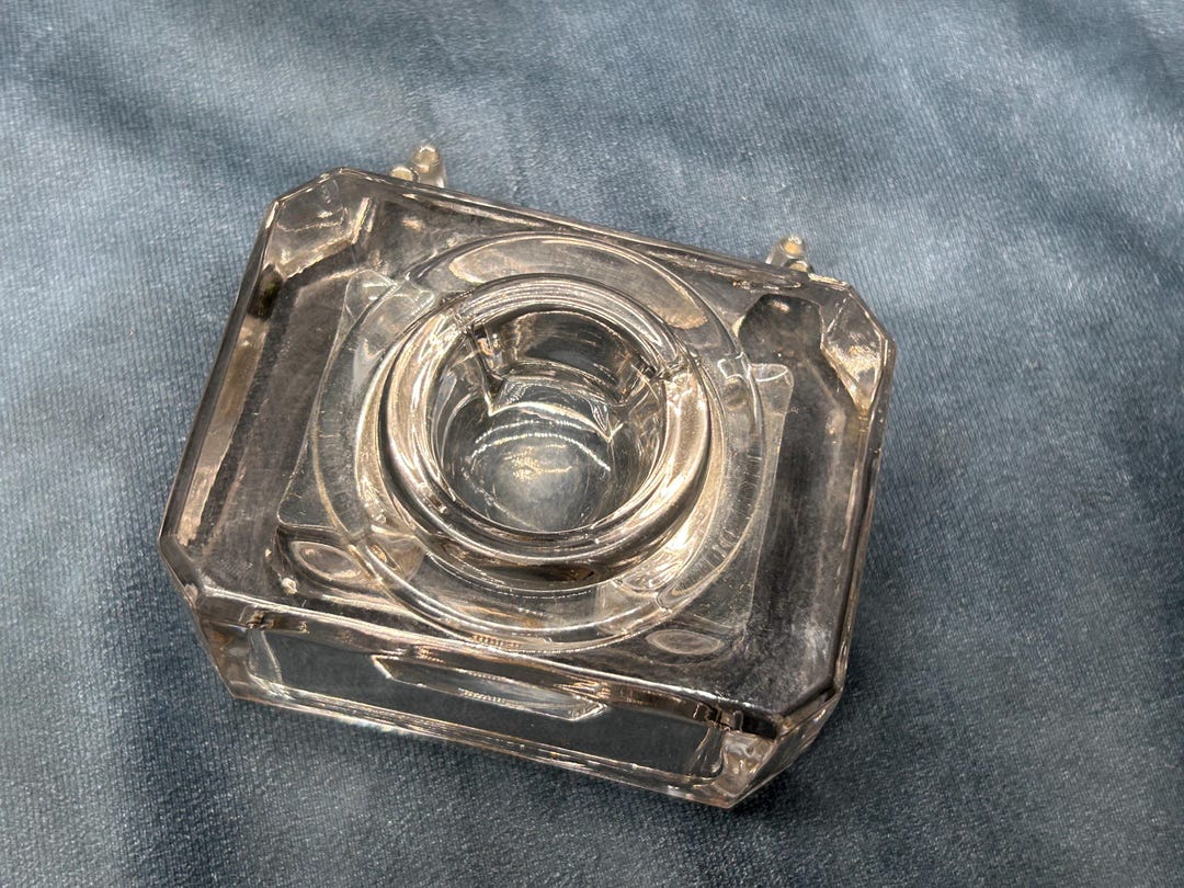 Antique Glass Inkwell, Office Desk Stationary - Etsy