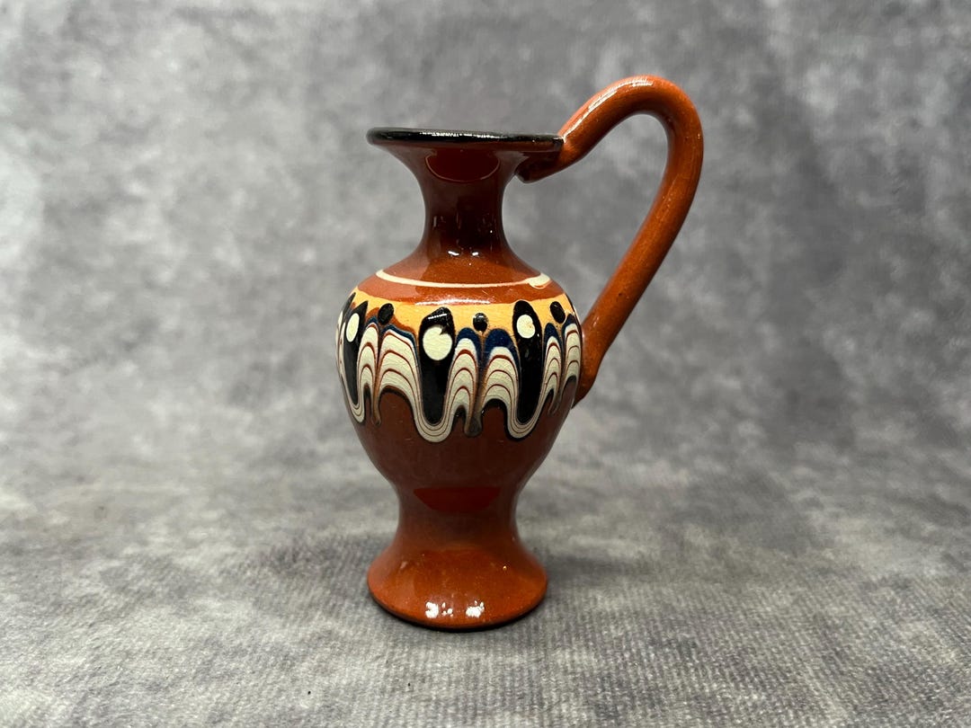 Miniature Vase / Jug, Troyan Pottery From Bulgaria, Vintage Hand ...