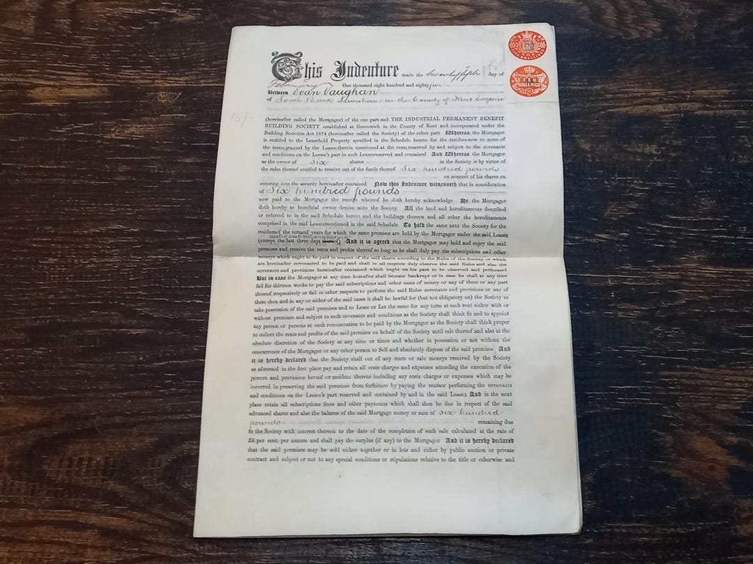 Queen Victoria Indenture, Antique Typed Contract on Vellum Paper, 25th ...