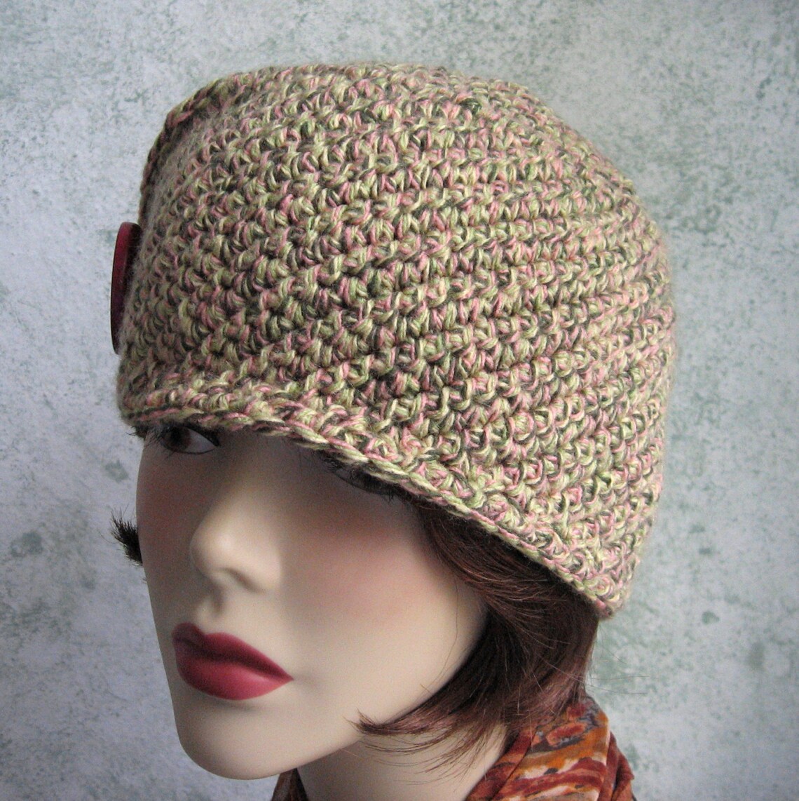 Side Wrap Womens Crochet Hat Pattern With Button Trim Instant Download ...