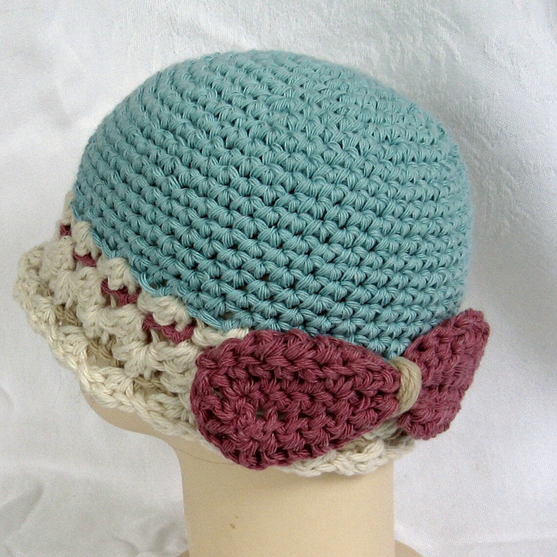 Baby Girls Crochet Hat Pattern With Bow Trim Instant Download Multi ...