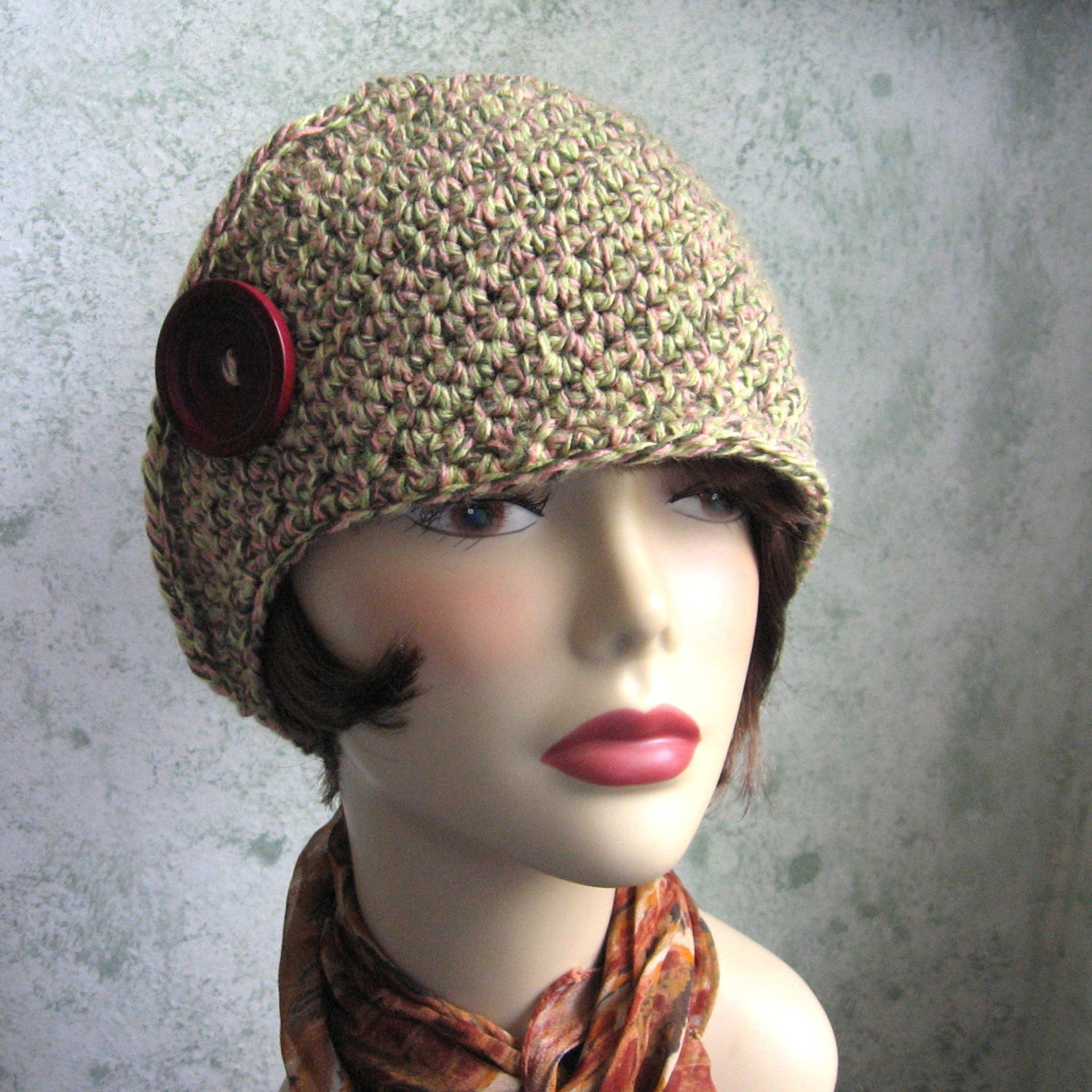 Side Wrap Womens Crochet Hat Pattern With Button Trim Instant Download ...