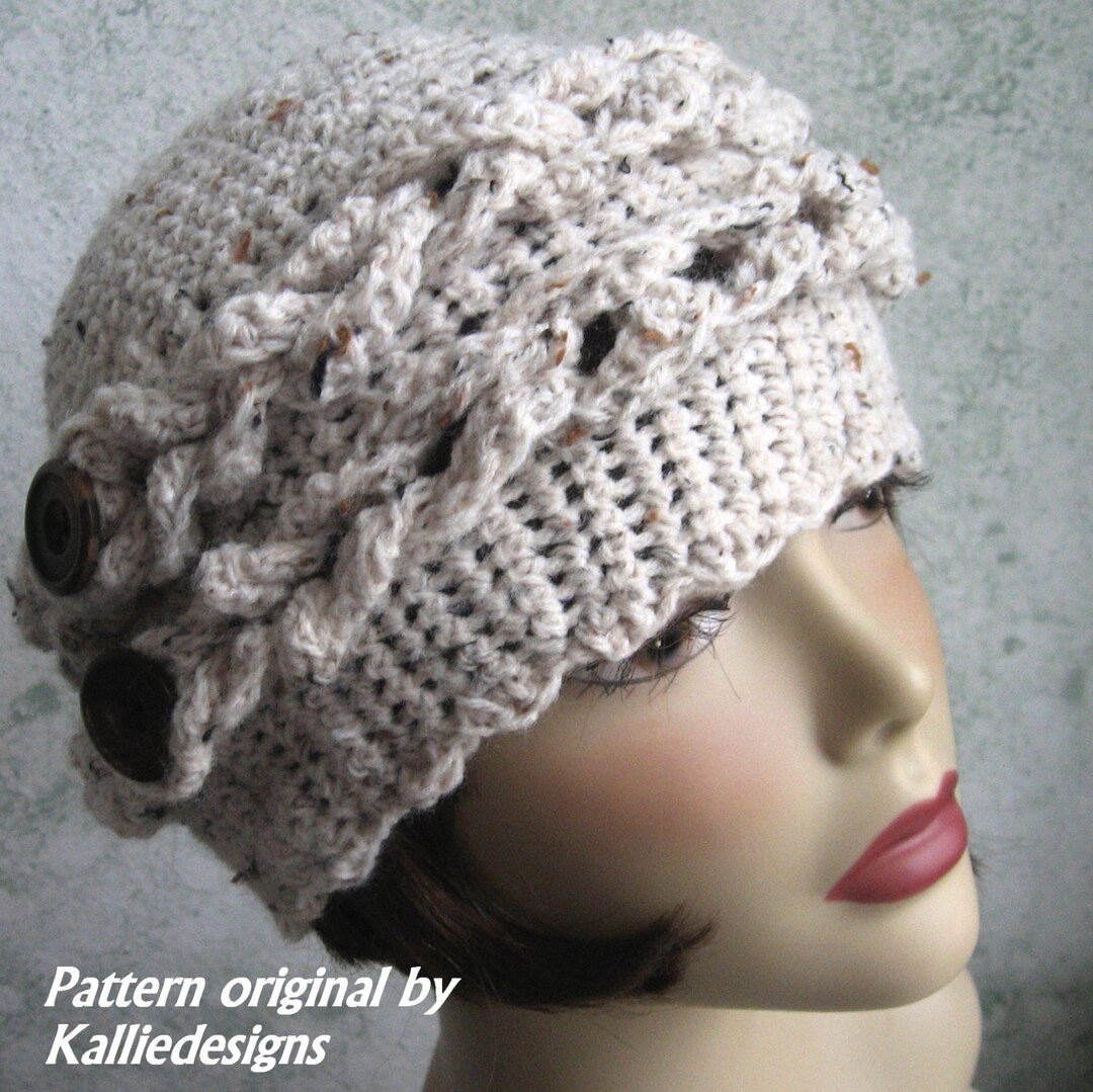 Crochet Hat Pattern Womens or Teen Crochet Hat With Braid and Button ...