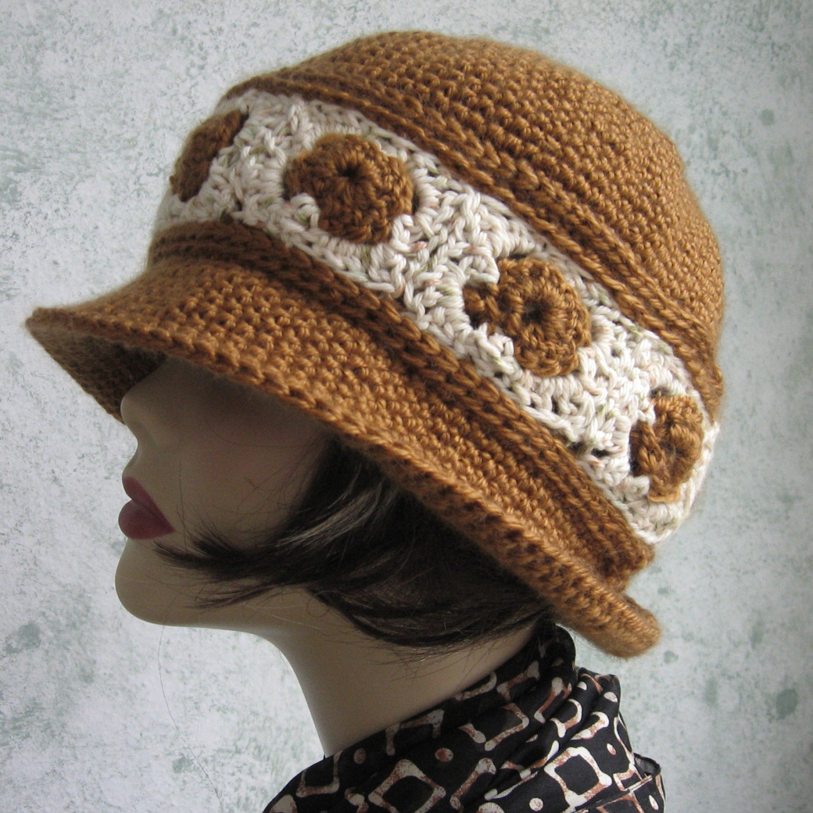 Womens Crochet Hat Pattern Brimmed Summer Hat With Contrasting - Etsy