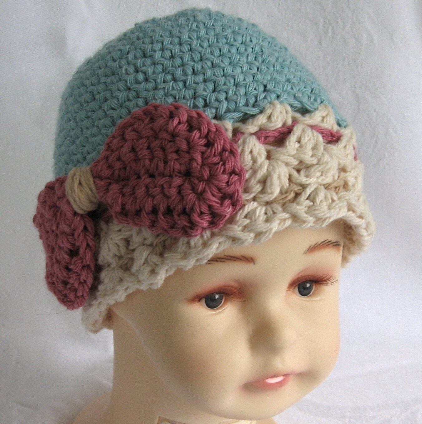 Baby Girls Crochet Hat Pattern With Bow Trim Instant Download Multi ...