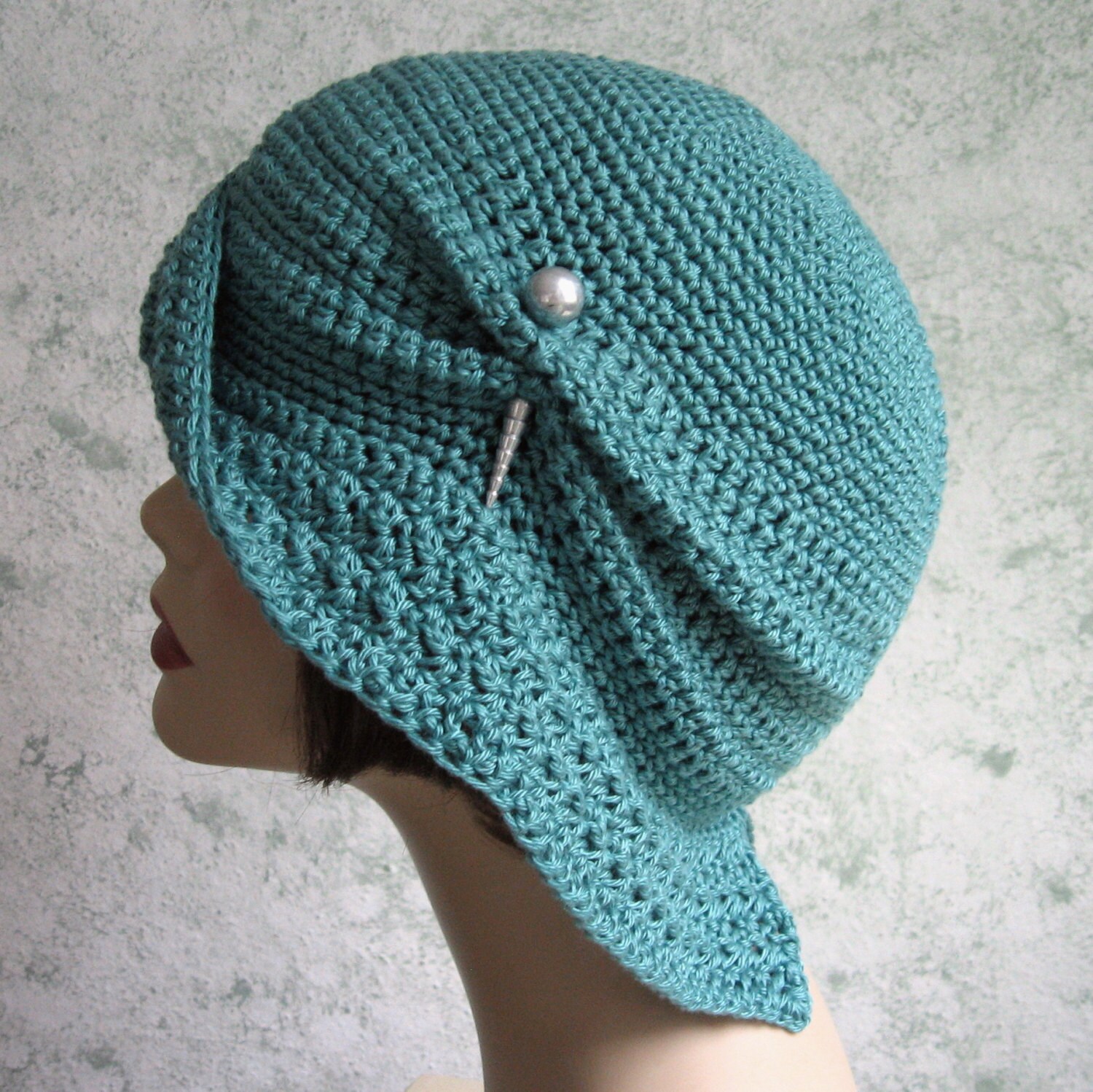 Womens Crochet Hat Pattern Flapper Cloche With Large Brim Instant ...