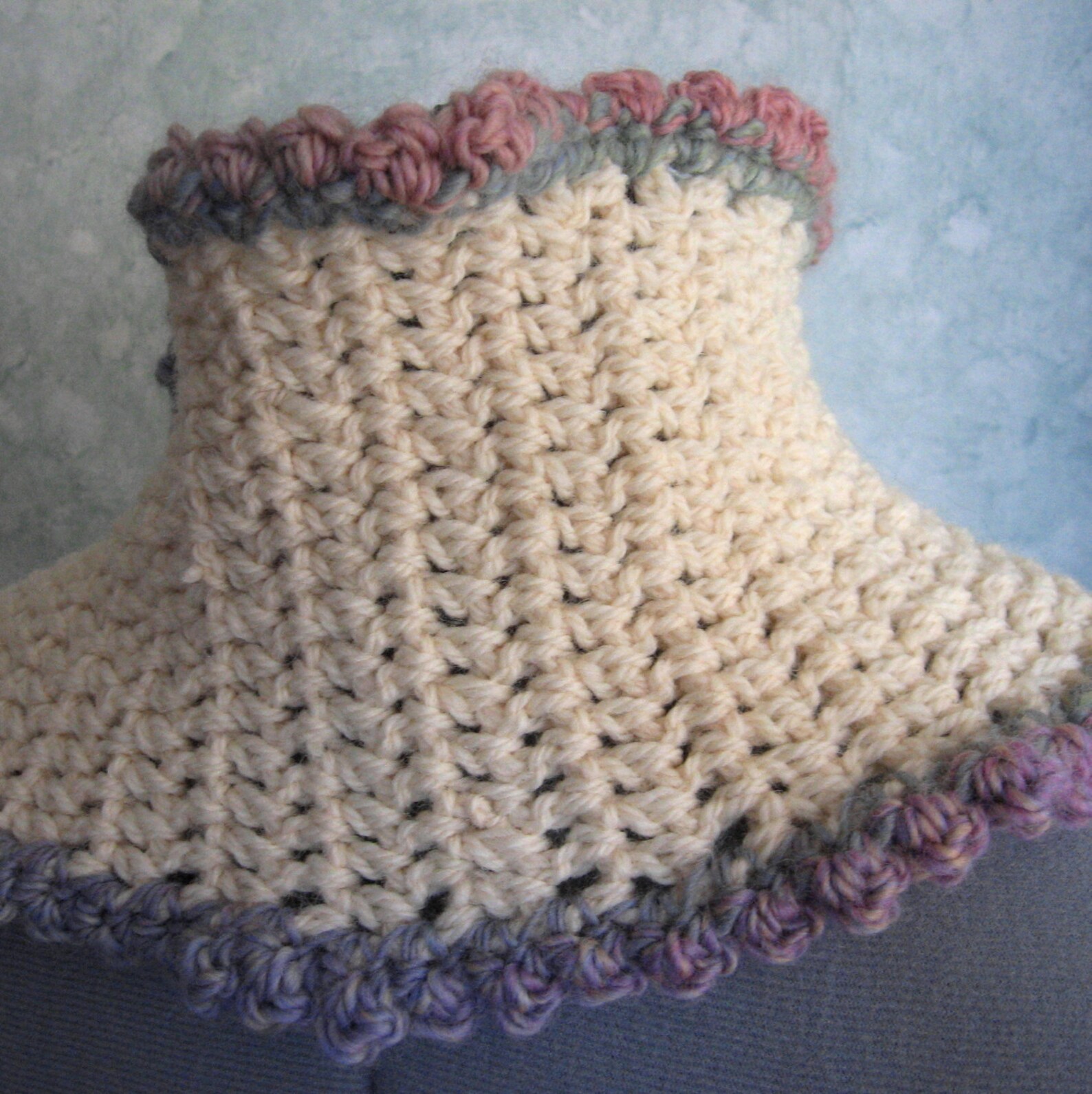 Crochet Scarf Pattern Keyhole Closure With Flower Trim Easy To | Etsy