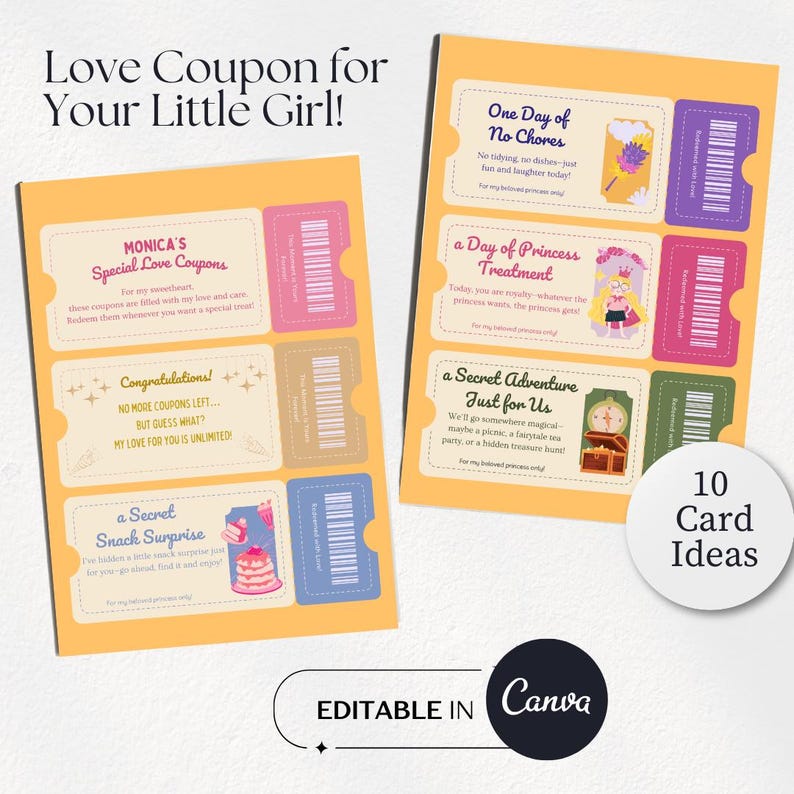 Editable Coupon Book for Your Girl Daughter Personalized Vouchers ...