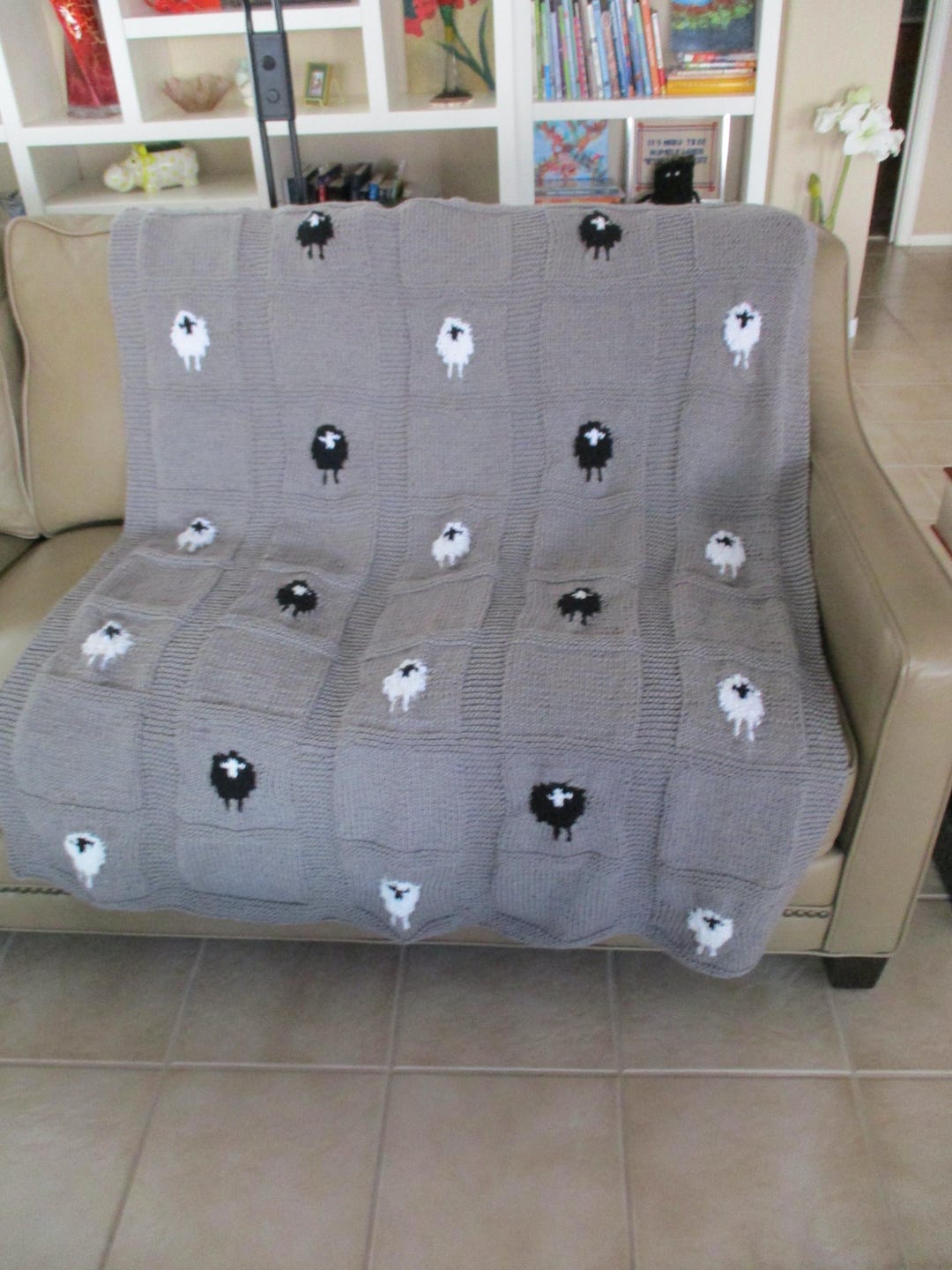 Hand Knitted Gray Sheep Throw Blanket - Etsy