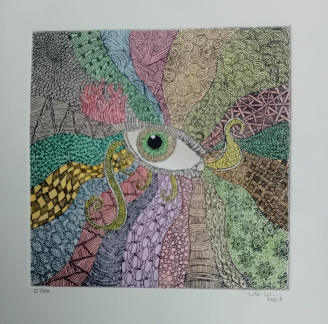 Magic Eye - Handmade Etched Zinc Plate Etching on Laid Paper 350 G/m² ...