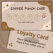 Coffee Punch Card, Loyalty Cards, Customer Reward Card, Printable ...