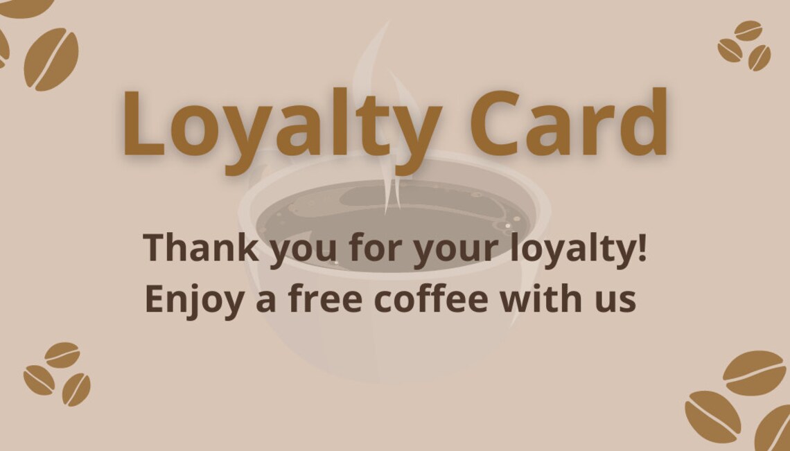 Coffee Punch Card, Loyalty Cards, Customer Reward Card, Printable ...