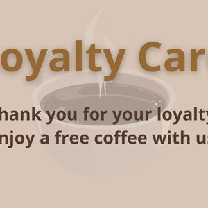 Coffee Punch Card, Loyalty Cards, Customer Reward Card, Printable ...