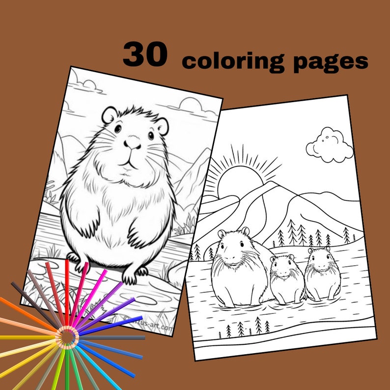30 Coloriages Capybara, Coloring for Kids and Adults, Digital and ...