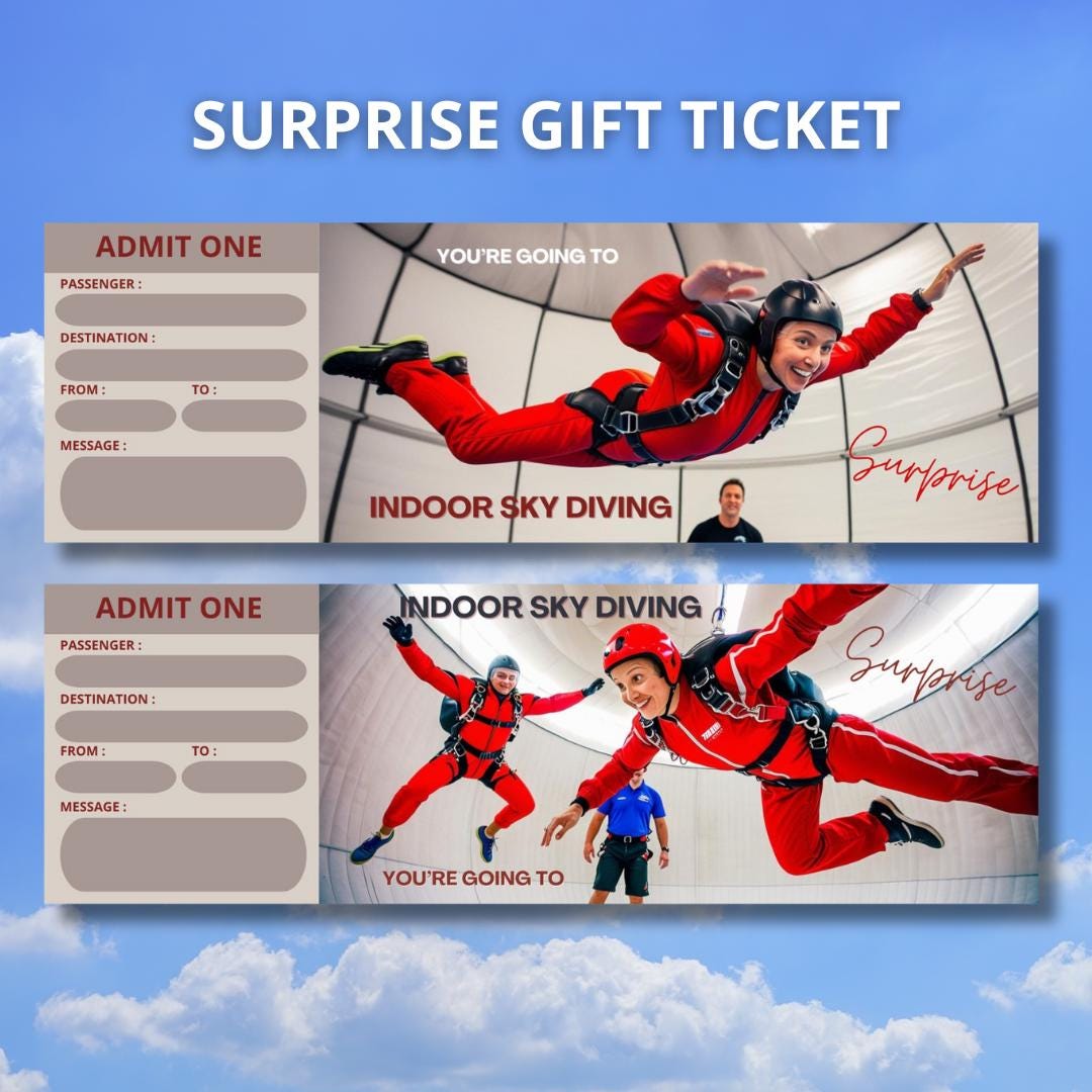 Editable Skydiving Surprise Gift Voucher on CANVA, Customizable and ...