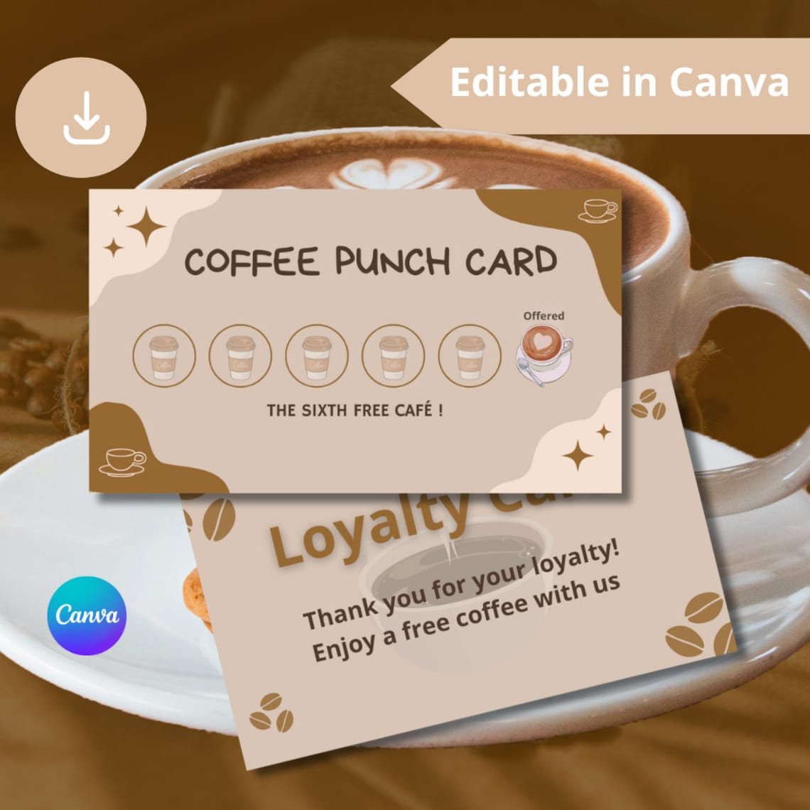 Coffee Punch Card, Loyalty Cards, Customer Reward Card, Printable ...