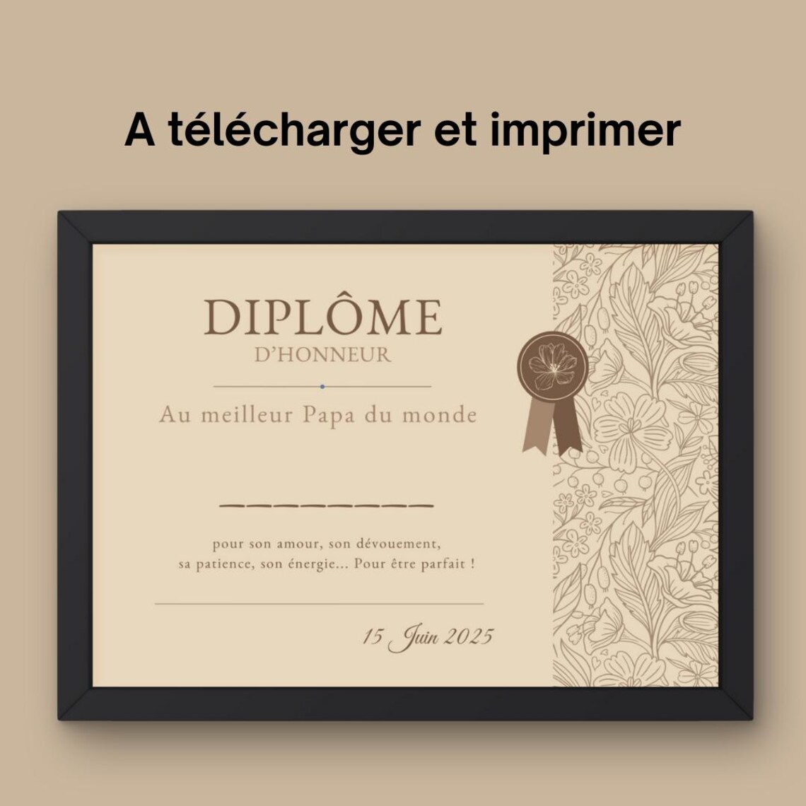 Diplôme du meilleur Papa, décoration murale, bonne idée cadeau pour ...