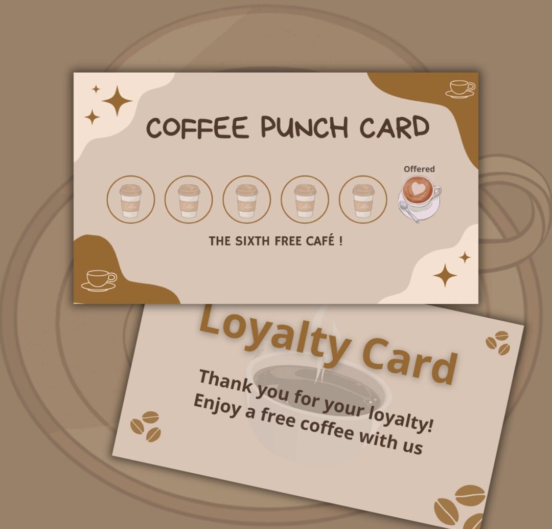 Coffee Punch Card, Loyalty Cards, Customer Reward Card, Printable ...
