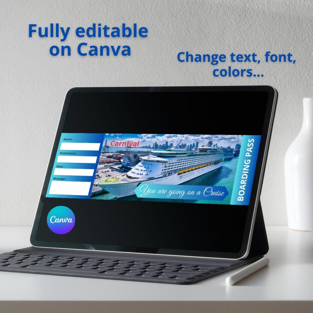 Carnival Cruise Ticket PDF, Printable Boarding Pass for a Cruise, Gift ...