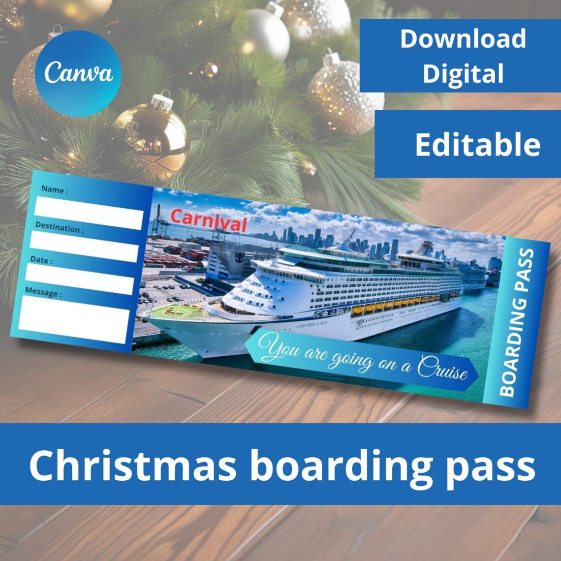 Carnival Cruise Ticket PDF, Printable Boarding Pass for a Cruise, Gift ...