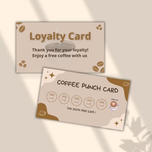 Coffee Punch Card, Loyalty Cards, Customer Reward Card, Printable ...