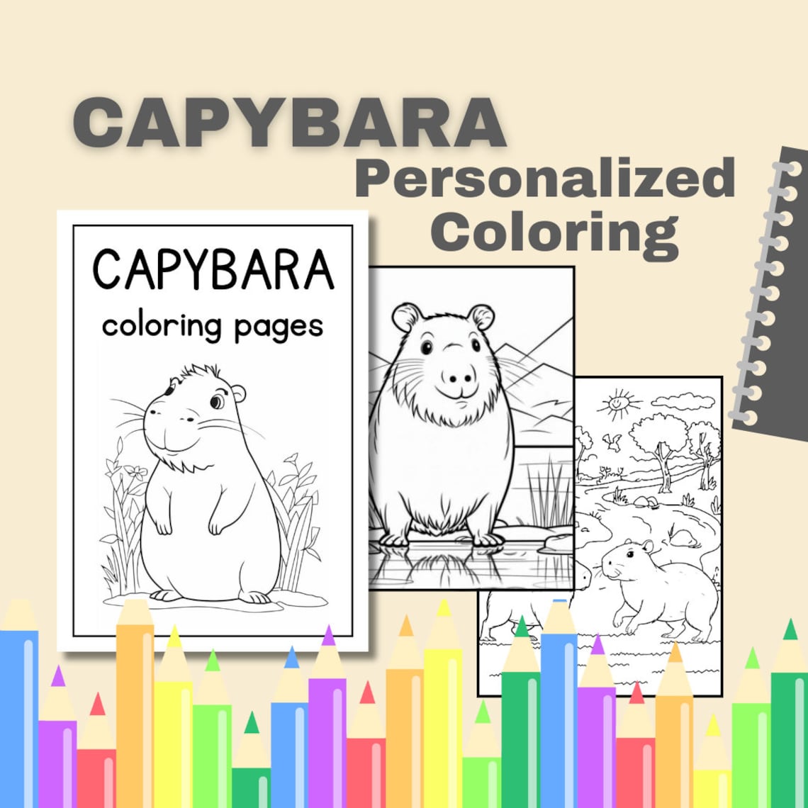 30 Coloriages Capybara, Coloring for Kids and Adults, Digital and ...