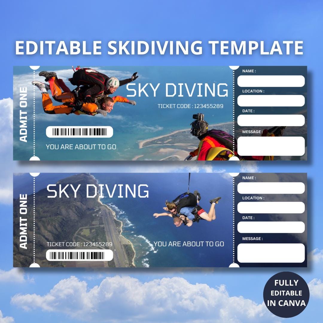 Surprise Skydiving Ticket, Unique Gift for a Tandem Skydive Experience ...