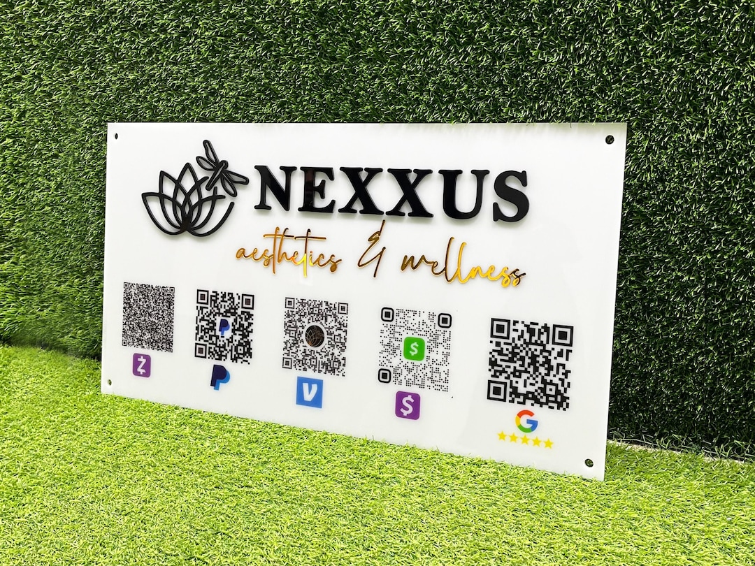 Custom QR Code Display Signs, Personalized Acrylic Business Logo Sign ...