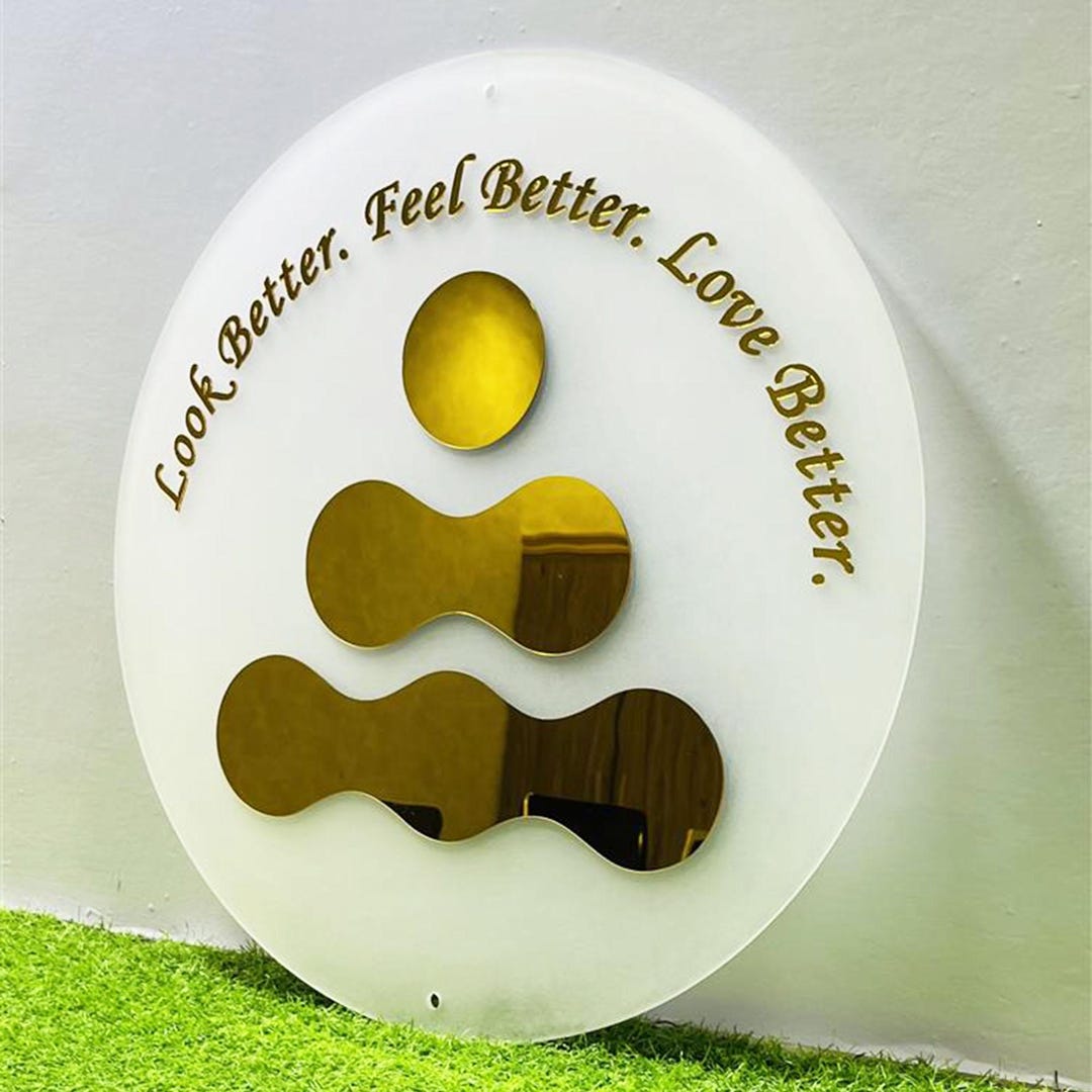 Small Business Wall Sign | 3D Gold Acrylic Business Logo Sign | Acrylic ...