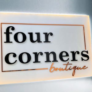 3D Rectangular Backlit Business Sign Wall | Custom LED Logo Sign ...