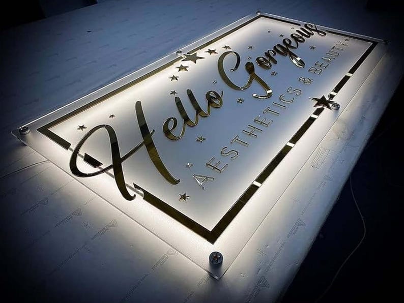 3D Rectangular Backlit Business Sign Wall | Custom LED Logo Sign ...
