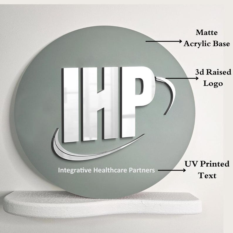 Large Custom 3D Round Acrylic Business Logo Sign | 3D Acrylic Business ...