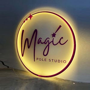 Custom Round Acrylic Backlit Business Logo Sign | Personalized Acrylic ...