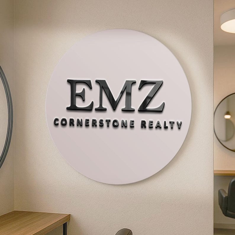 Large Custom 3D Round Acrylic Business Logo Sign | 3D Acrylic Business ...