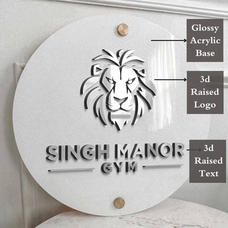 Large Custom 3D Round Acrylic Business Logo Sign | 3D Acrylic Business ...