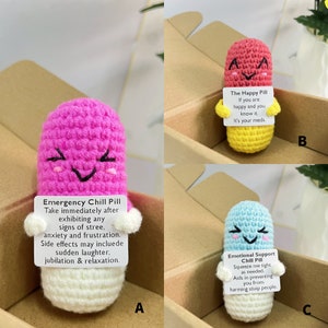 Funny Crochet Chill Pills-emotional Support Pill-chill Pill Fidget ...