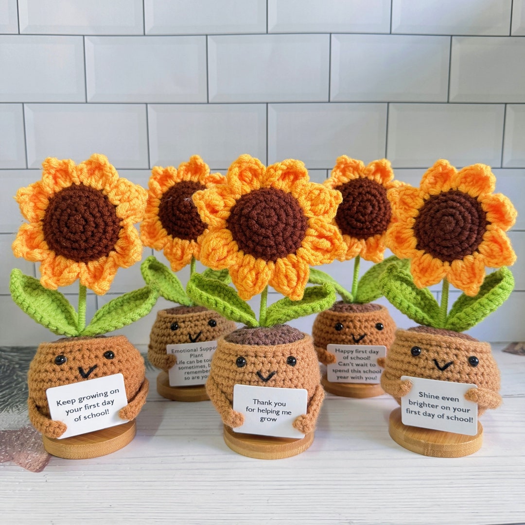 Custom Cute Handmade Crochet Sunflowers-emotional Support Plant-thank ...
