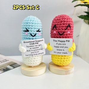 Funny Crochet Chill Pills-emotional Support Pill-chill Pill Fidget ...