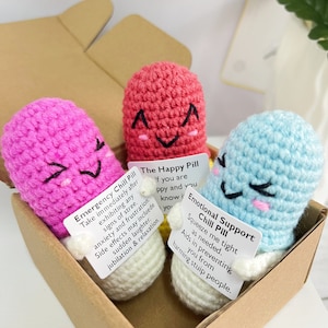 Funny Crochet Chill Pills-emotional Support Pill-chill Pill Fidget ...