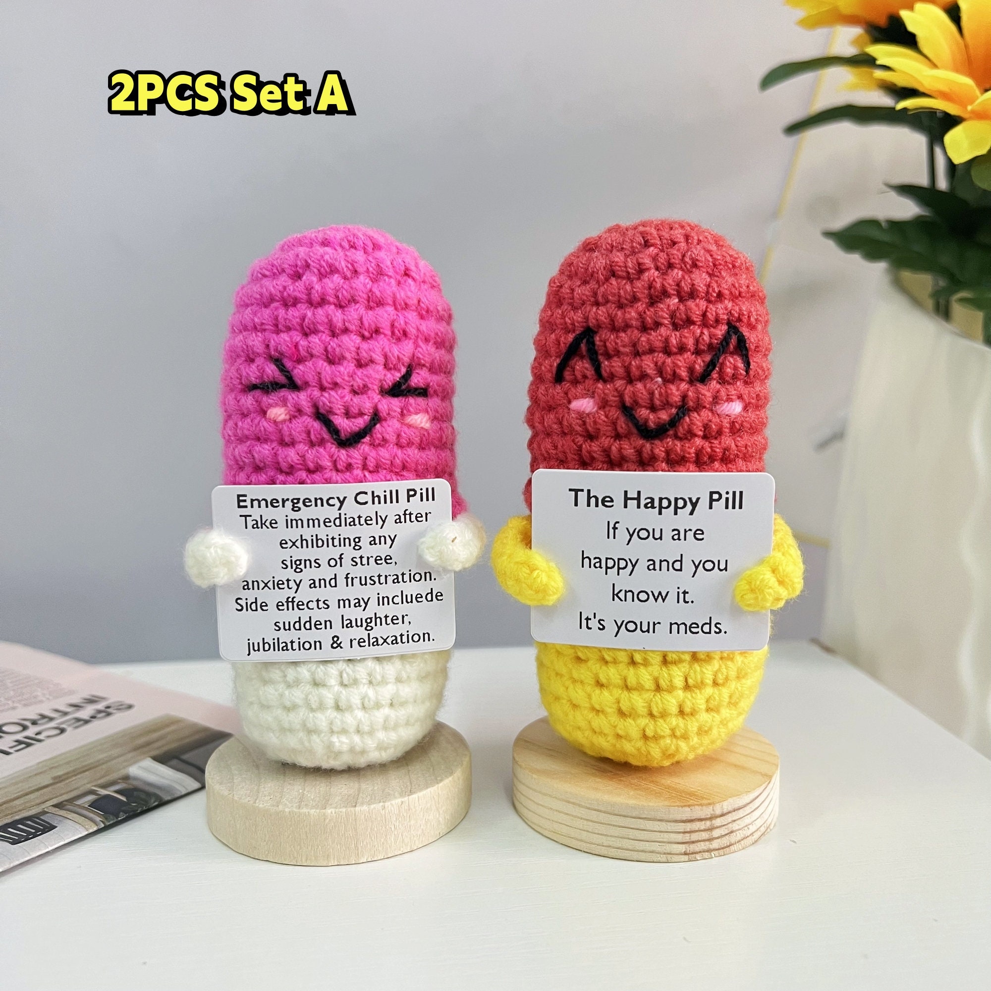Funny Crochet Chill Pills-emotional Support Pill-chill Pill Fidget ...