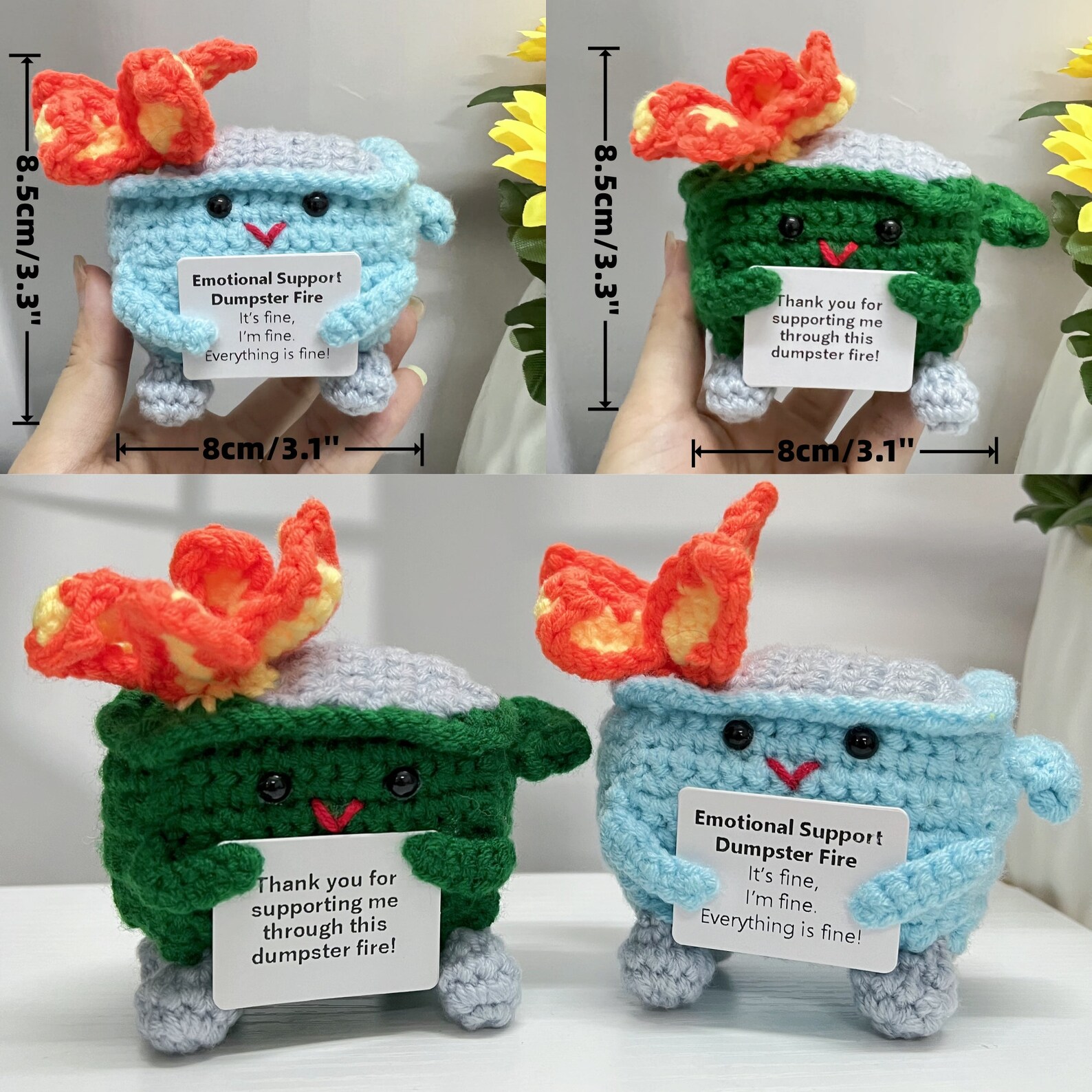 Funny Crochet Dumpster Fire-crochet Burning Trash Can-humorous Design ...