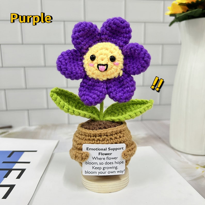 Cute Handmade Crochet Smiling Face Sunflower-emotional Support Gift ...